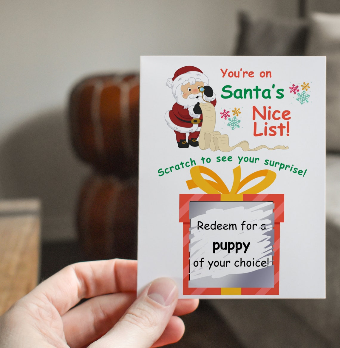 Personalized Santa's Nice List Scratch off Christmas Card - Etsy
