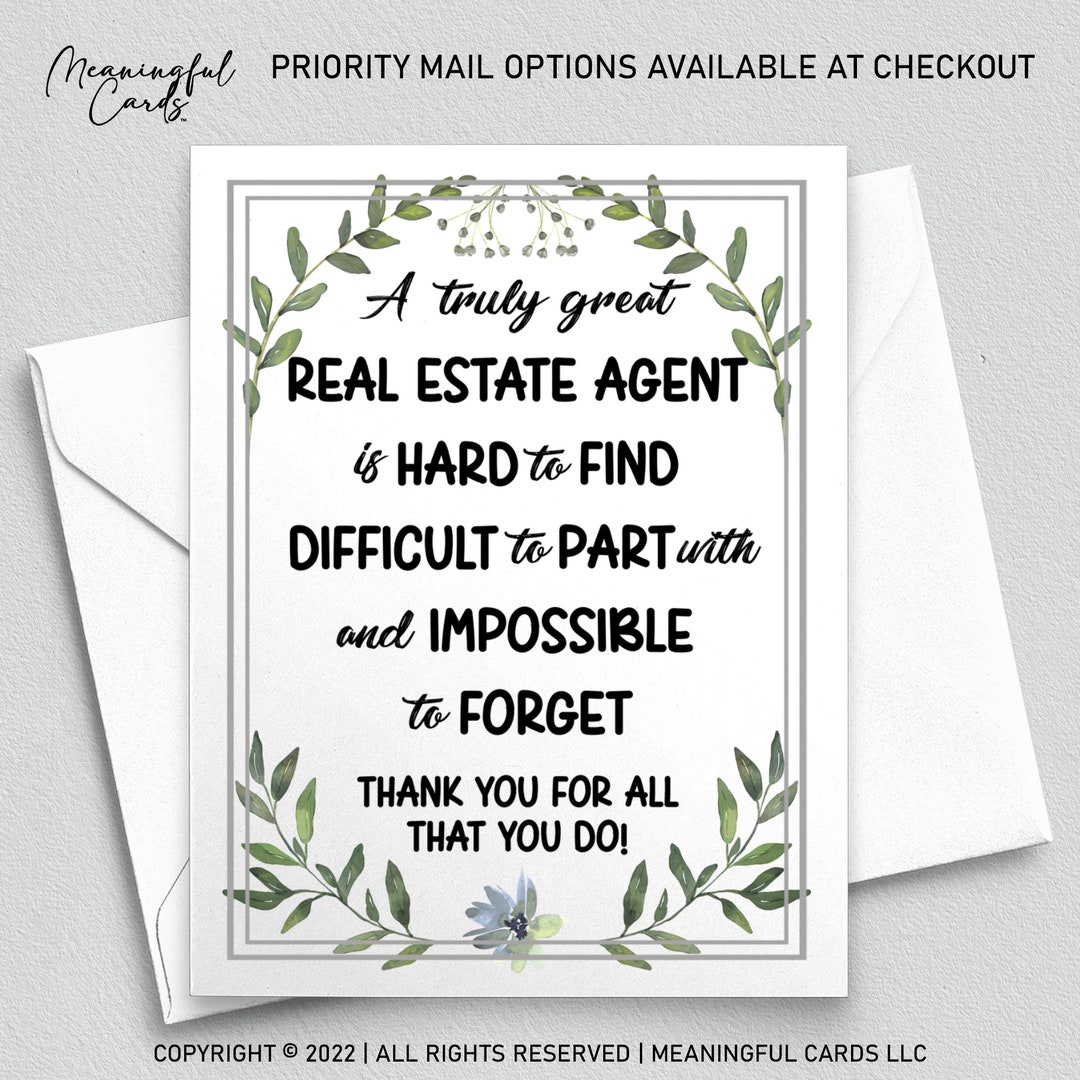 Real Estate Agent Thank You Card for Real Estate Agent - Etsy