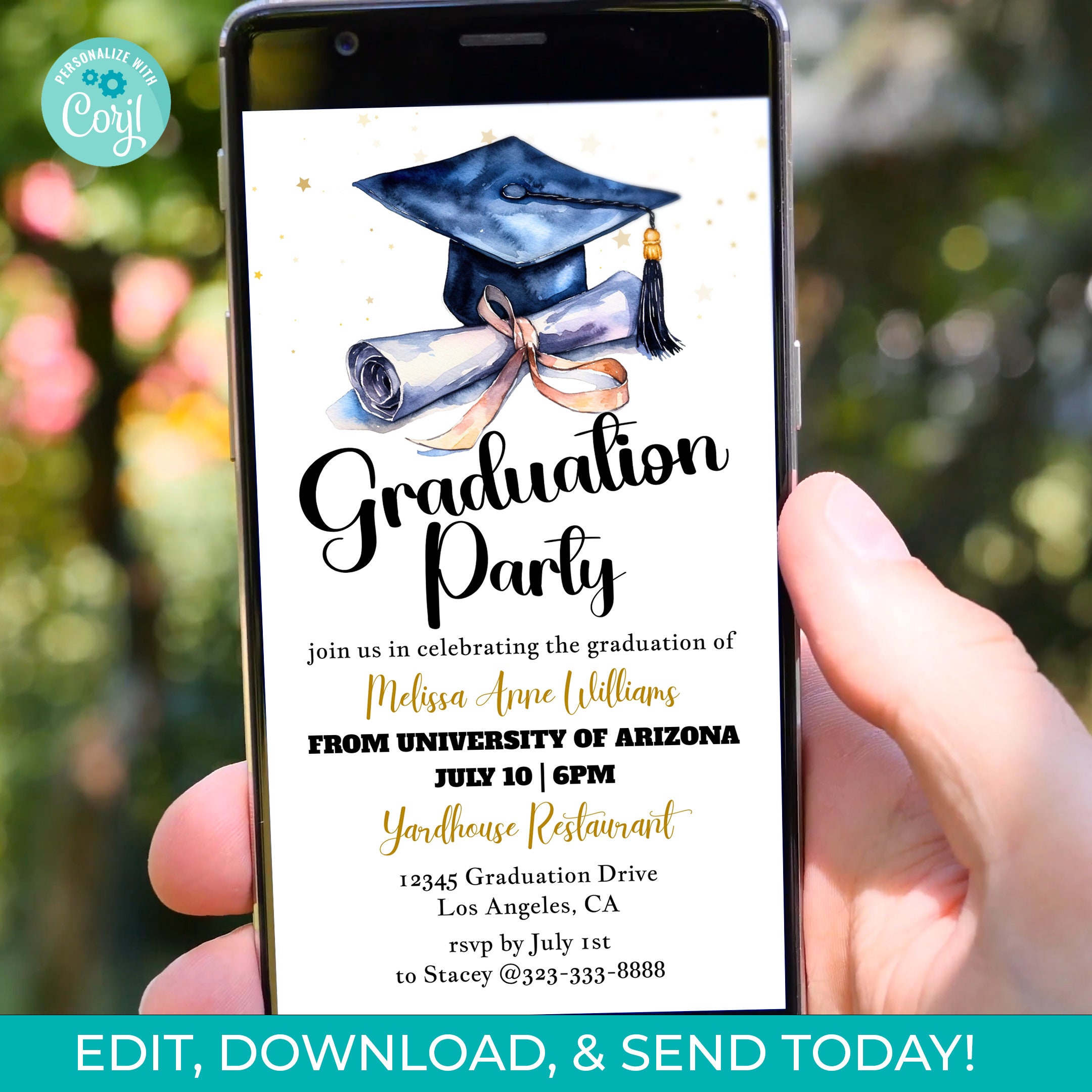 Editable Graduation Party Invitation, Digital Invite (PDF) - Etsy