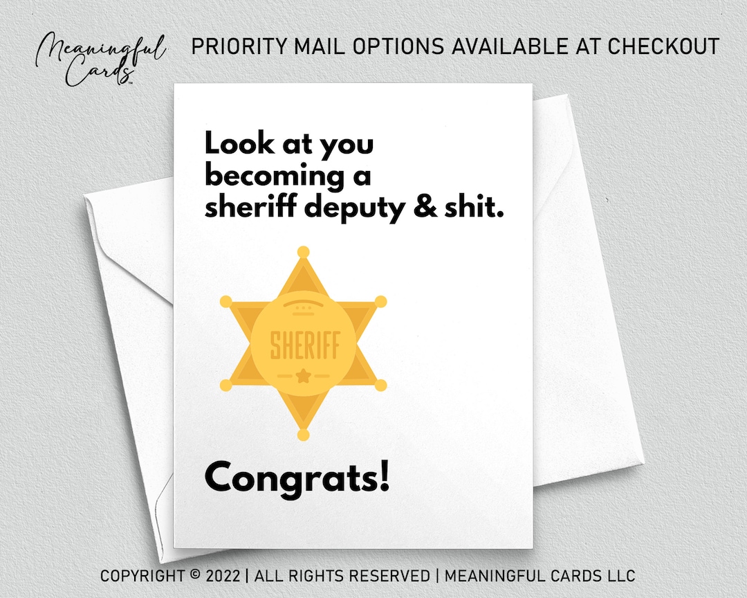 New Sheriff Deputy Graduation Card, Graduation Card for Sheriff Academy ...