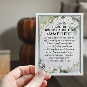 Personalized Bonus Daughter Birthday Card, Greenery Floral Design - Etsy