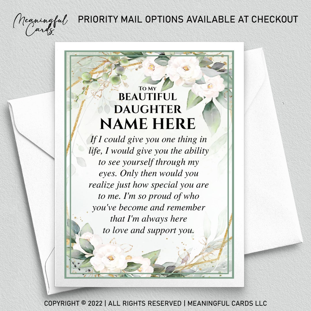 Personalized Daughter Birthday Card, Greenery Floral - Etsy