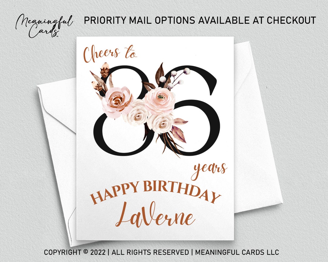 86th Birthday Card Personalized Birthday Card, Cheers to 86 Years ...