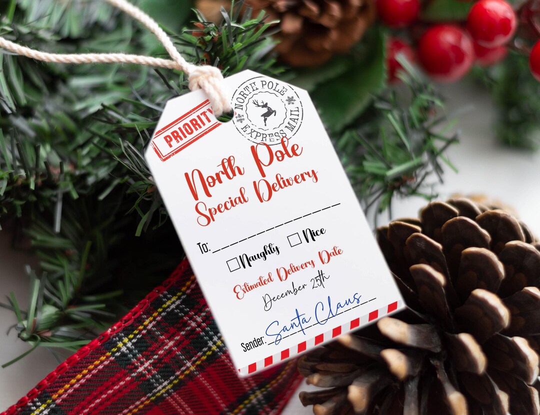 Editable North Pole Delivery Tag: Santa Gift Label (digital Download ...