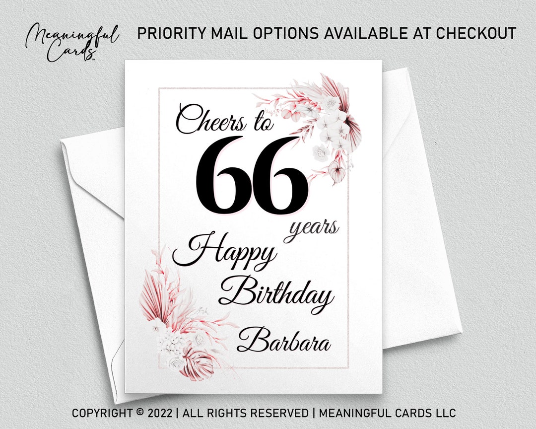 66th Birthday Card Personalized Birthday Card, Cheers to 66 Years ...