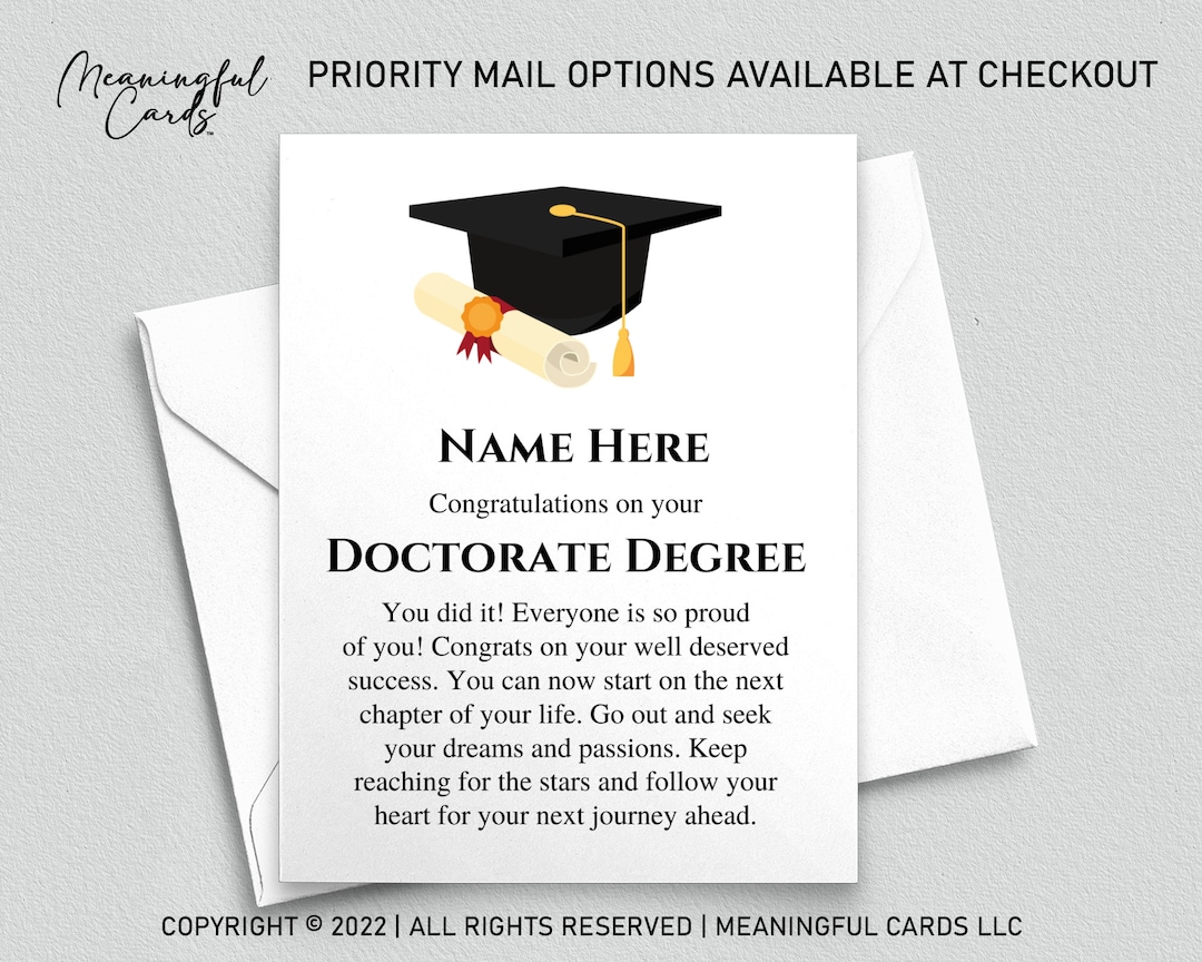 Personalized Doctorate Graduation Card – PHD Graduate Gift - Etsy