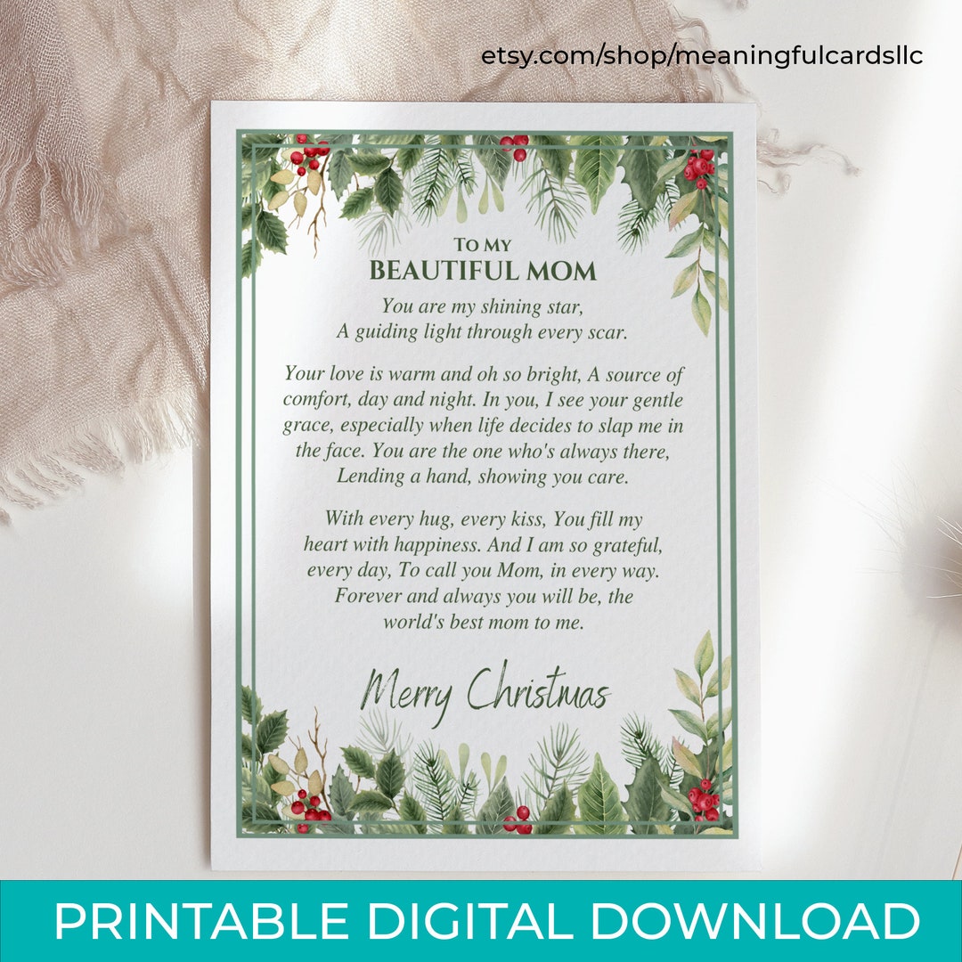 DIY Christmas Card for My Mom / Mom Christmas Card / Digital Download ...