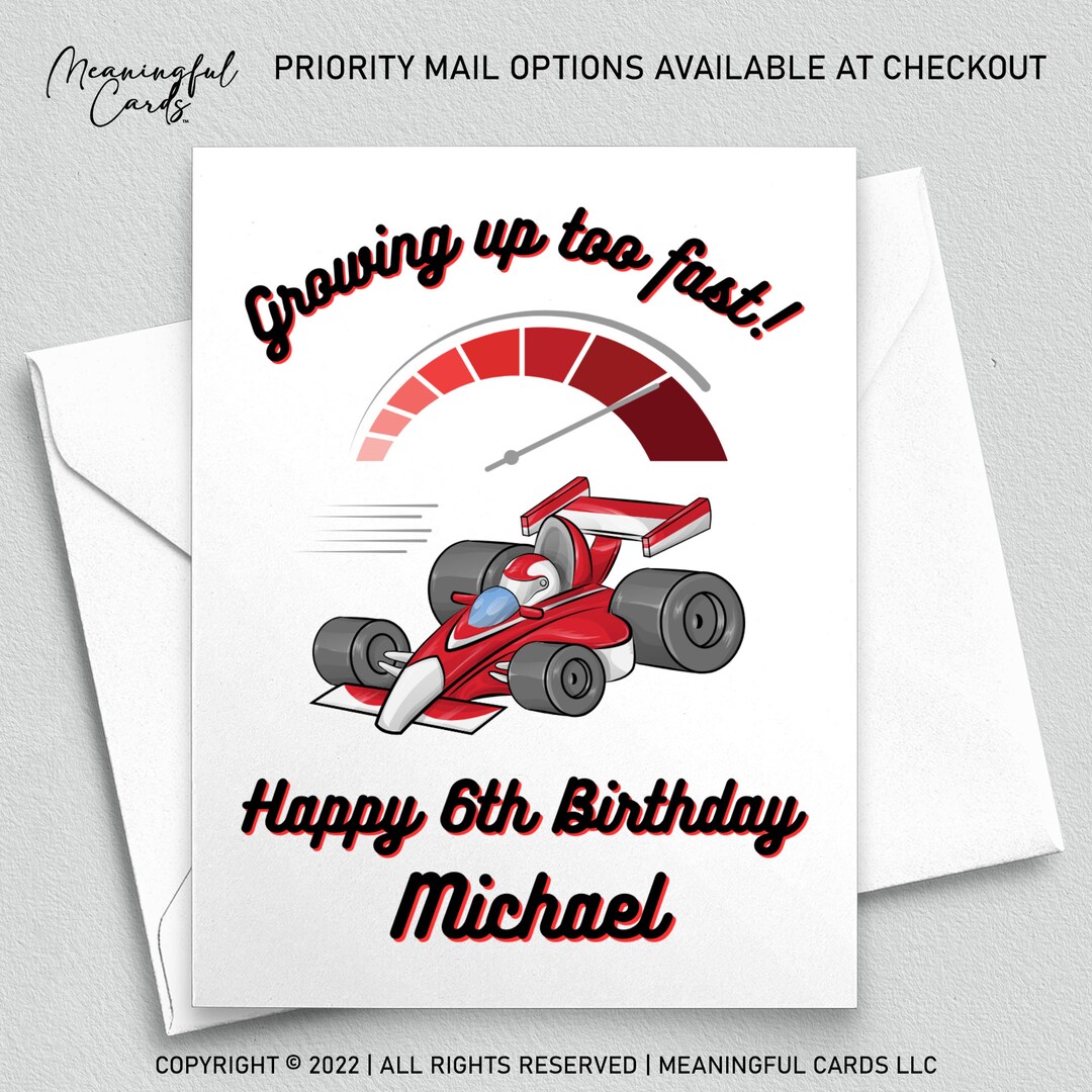 Personalized Boy Birthday Card, Race Car Birthday Card, Handmade Happy ...