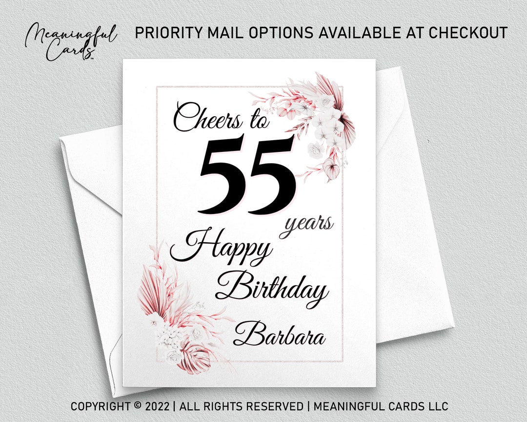 55th Birthday Card Personalized Birthday Card, Cheers to 55 Years ...