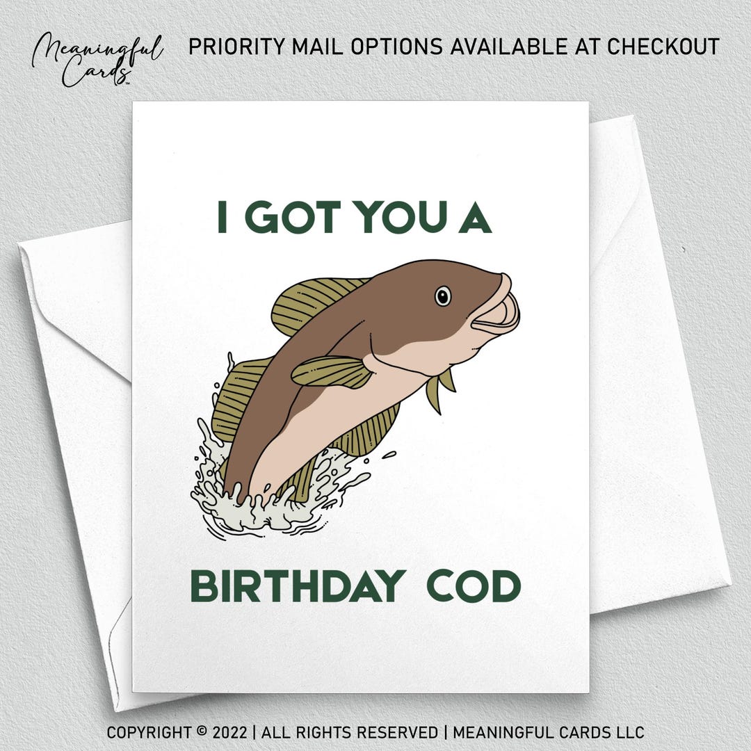 I Got You a Birthday Cod, Funny Pun Birthday Card, Fishing Gift for ...