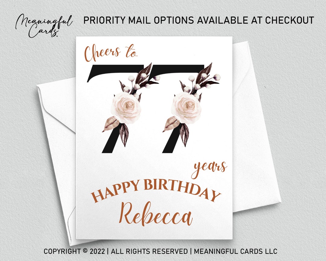77th Birthday Card Personalized Birthday Card, Cheers to 77 Years ...