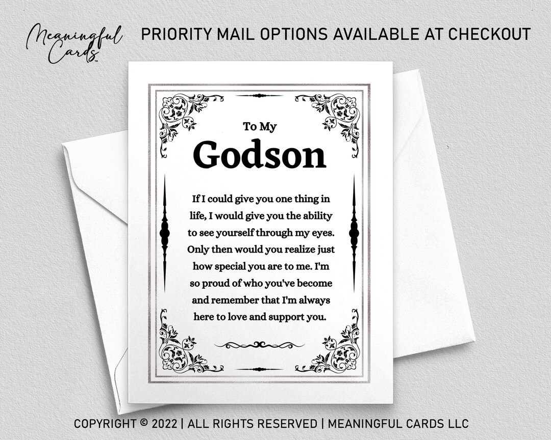 Sentimental Card for Godson From Godmother Godfather With Meaningful ...