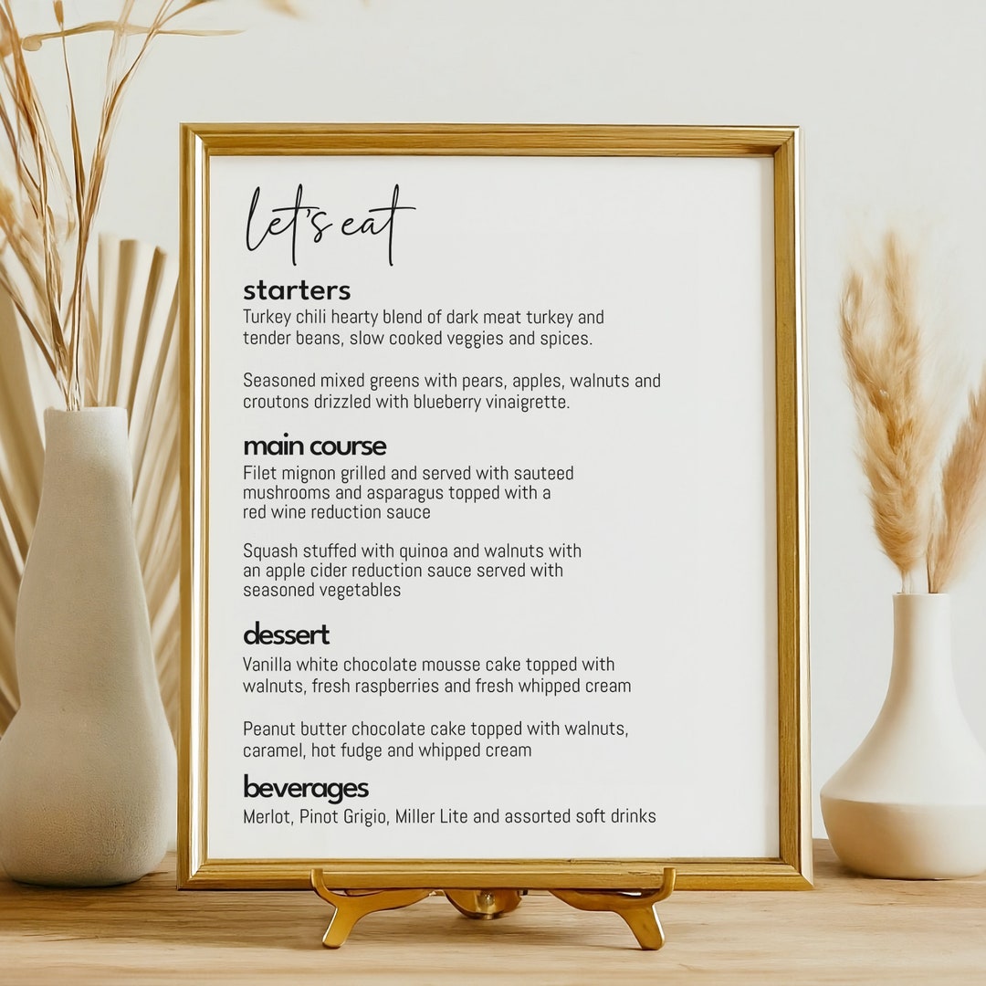 Editable DIY Minimalist Wedding Menu Template, Printable Wedding Menu ...