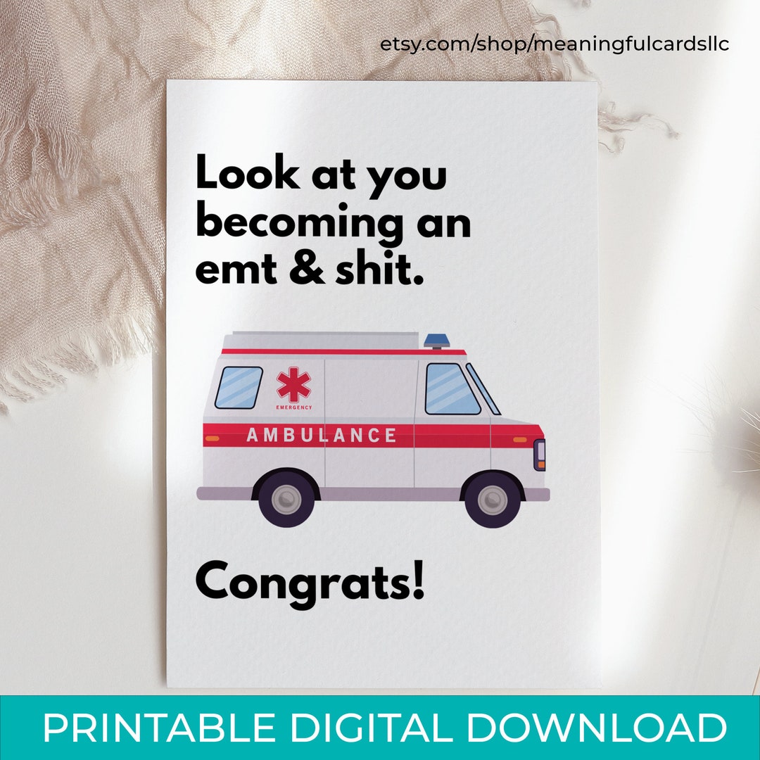 DIY New EMT Graduation Card Instant Download, Emergency Services ...