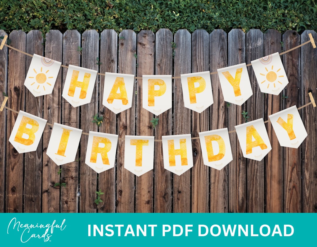 Happy Birthday Banner Sunshine Birthday Banner Sunny Boho Rainbow Girl ...