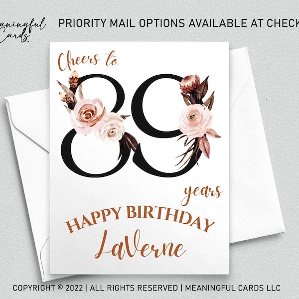 89th Birthday Card - Etsy