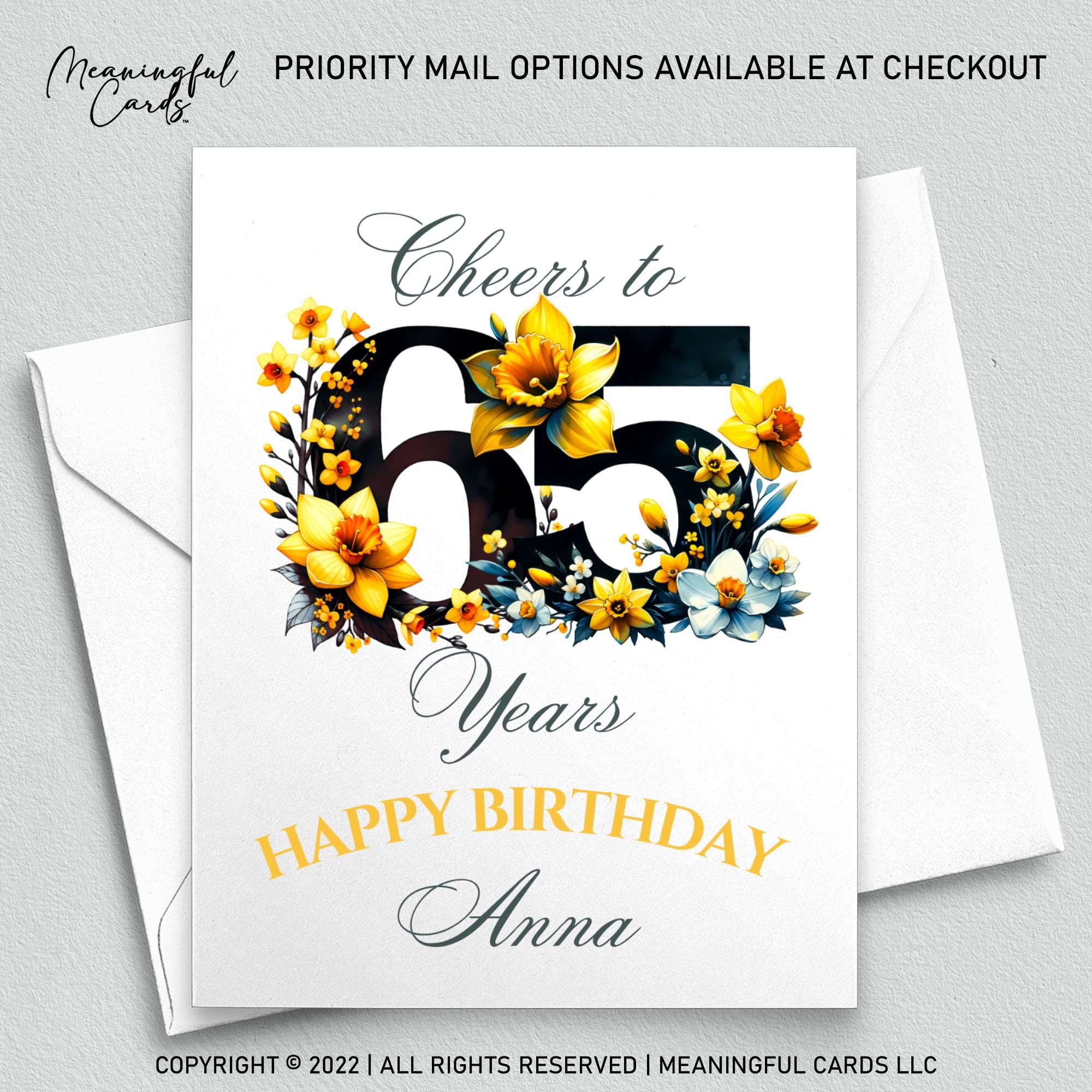 Personalized Floral 65th Birthday Card - Etsy