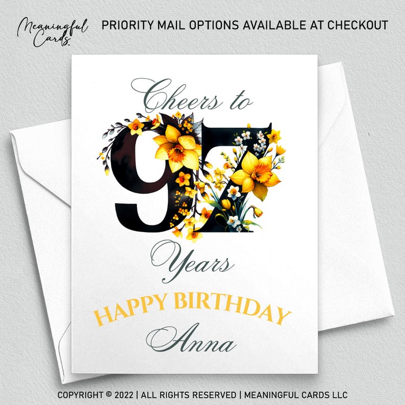 Personalized 97th Birthday Card: Floral Design - Etsy