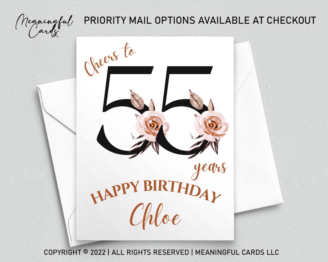 55th Birthday Card Personalized Birthday Card, Cheers to 55 Years ...