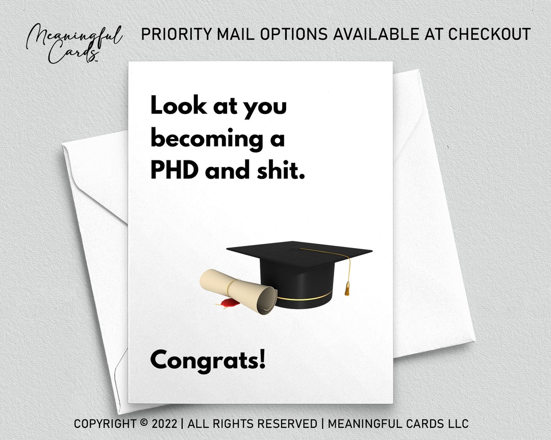 Funny PHD Graduation Card - Sarcastic Doctorate Gift - Etsy