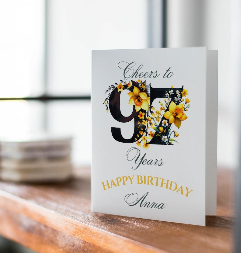 Personalized 97th Birthday Card: Floral Design - Etsy
