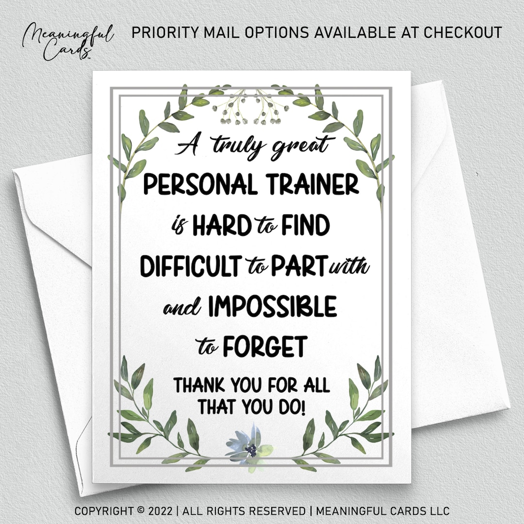 Personal Trainer Thank You Card for Personal Trainer - Etsy