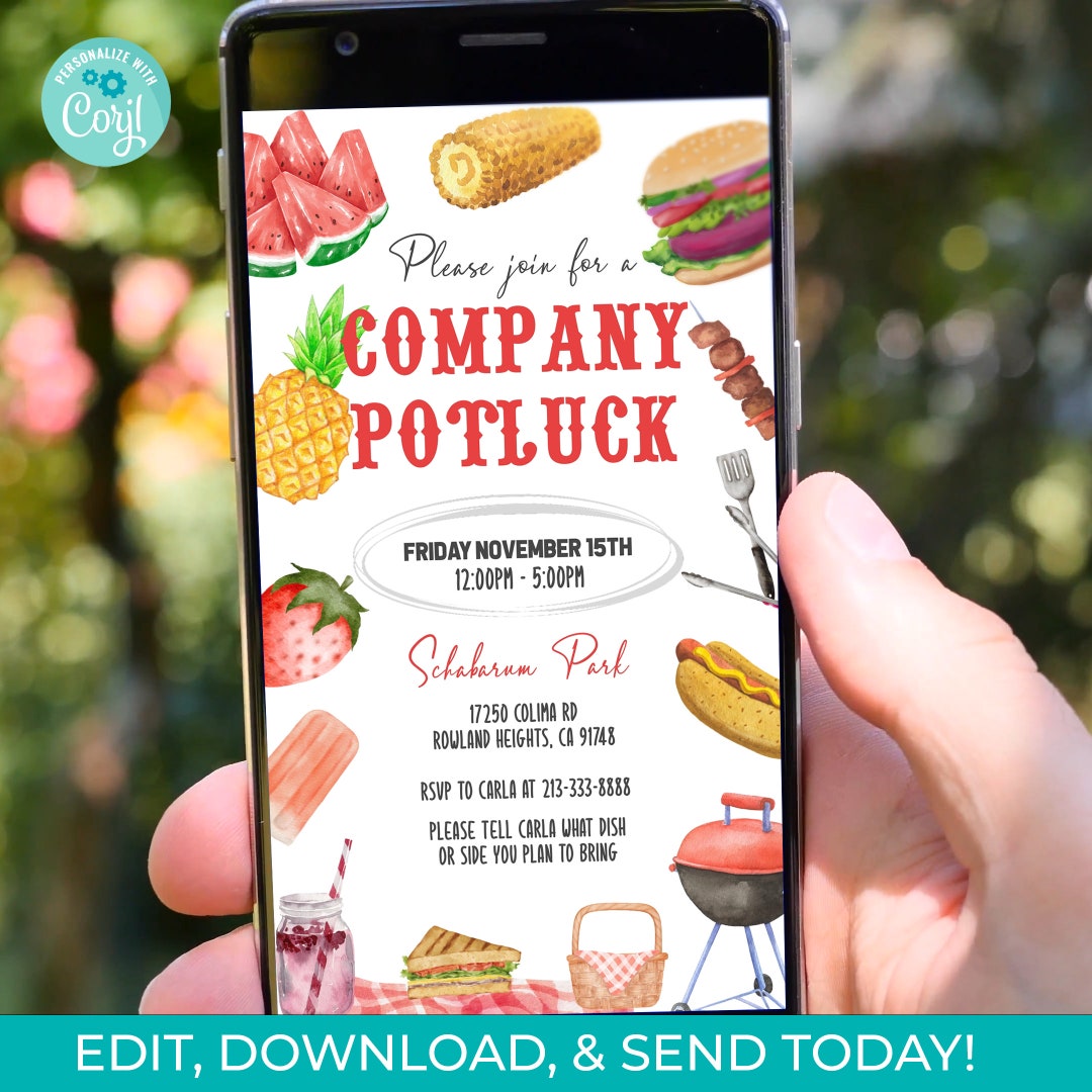 Editable Company Potluck BBQ Invitation, Business Party (digital) - Etsy