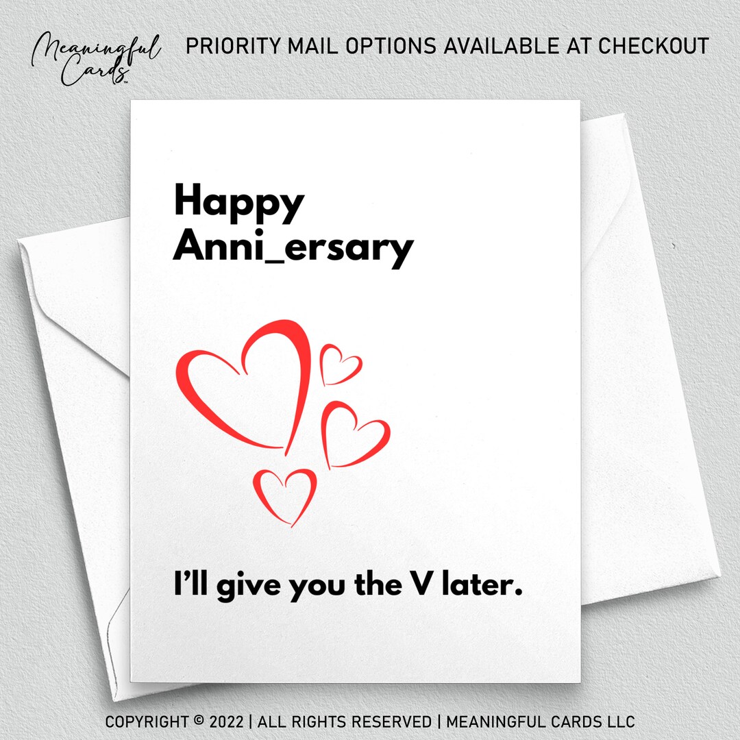Funny Anniversary Card From Wife Sexual I'll Give You the V Later ...