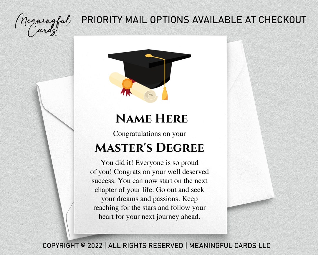 Personalized Master's Degree Graduation Card – MA MBA Graduate - Etsy