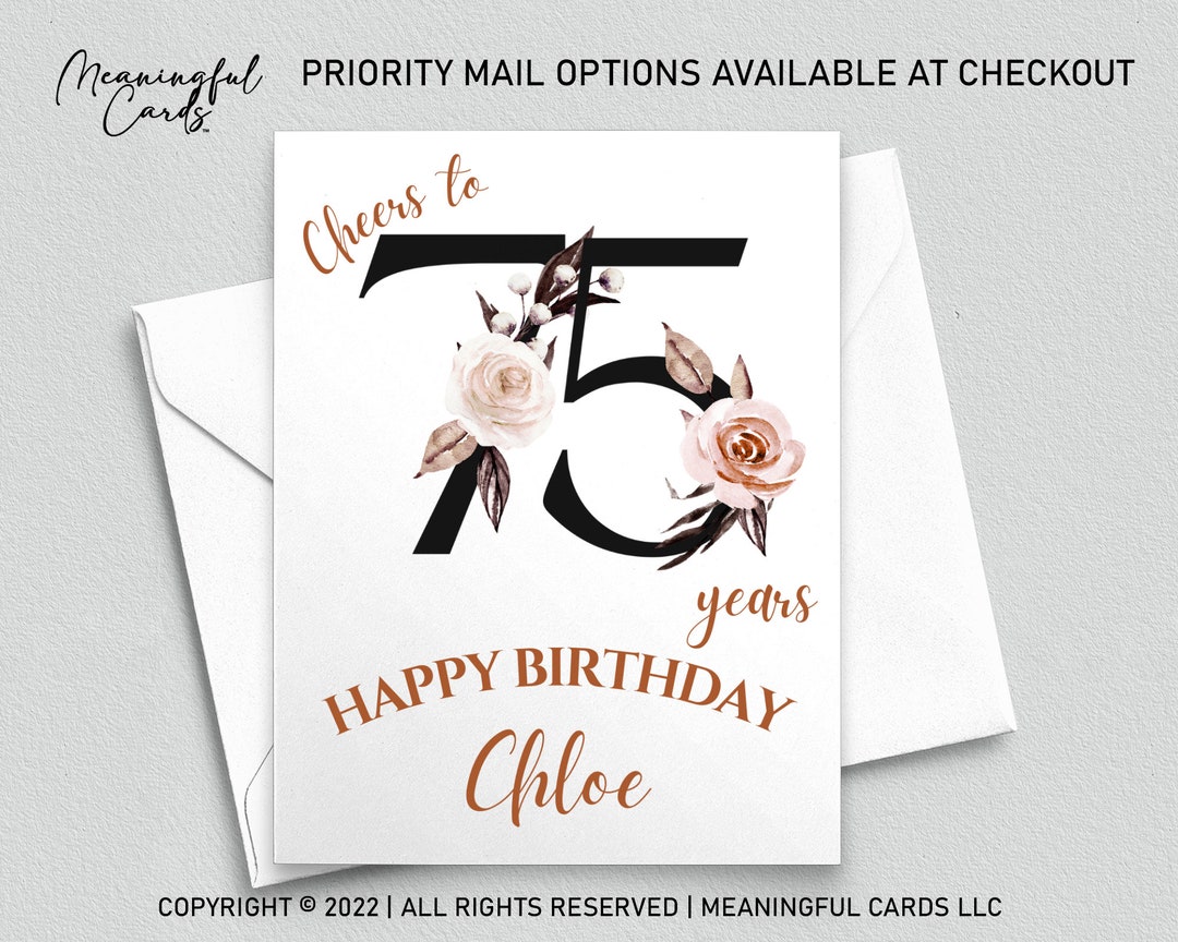 75th Birthday Card Personalized Birthday Card, Cheers to 75 Years ...