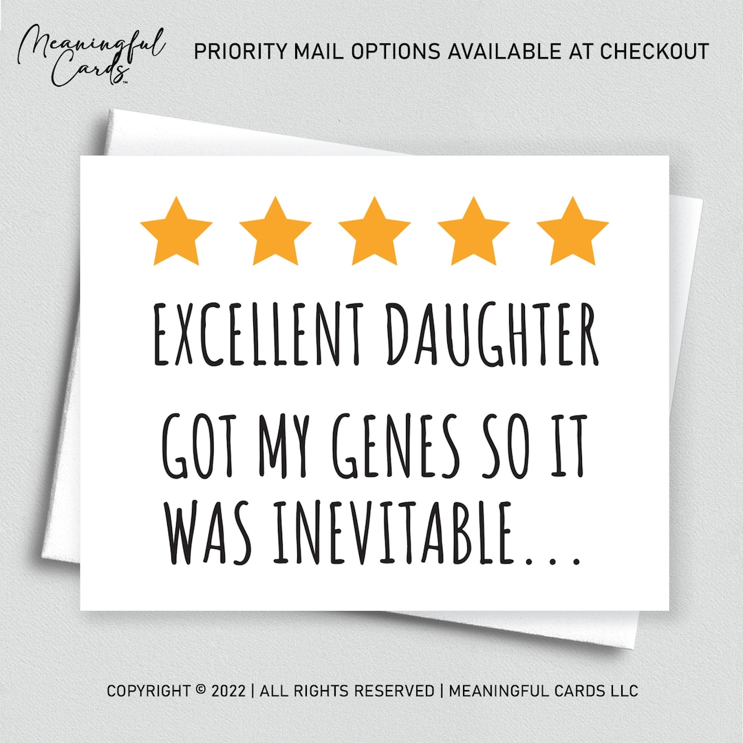 Funny Sarcastic Daughter Card, Funny Card From Mom Dad, Excellent ...