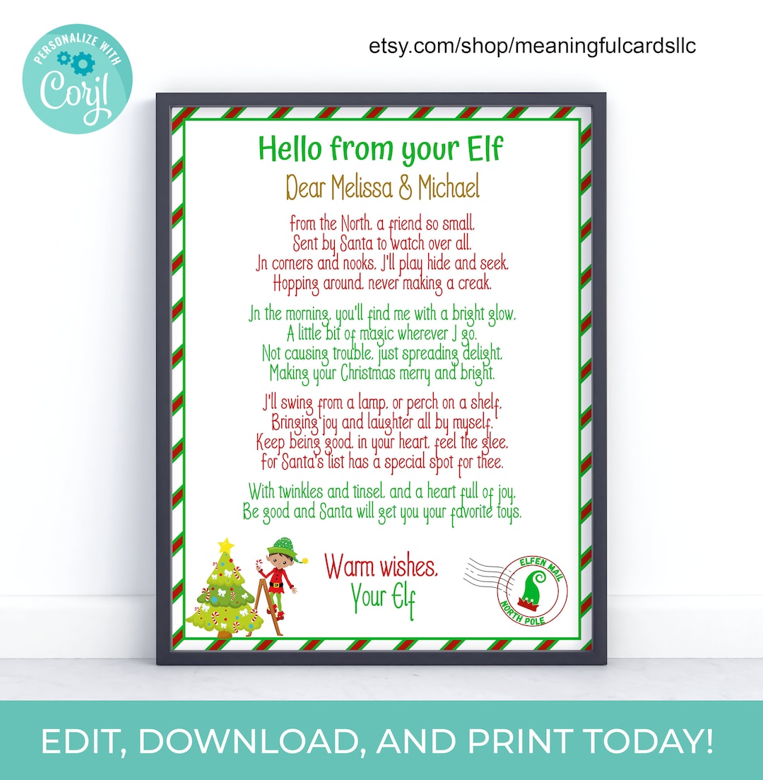 Editable Elf Arrival Goodbye Departure Letters Christmas Printable ...