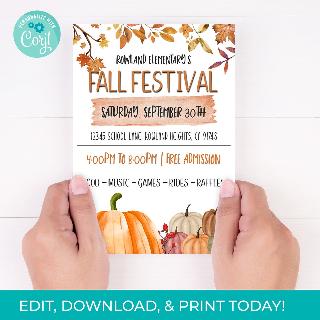Editable Fall Festival Flyer Digital Invitation, Harvest Festival ...