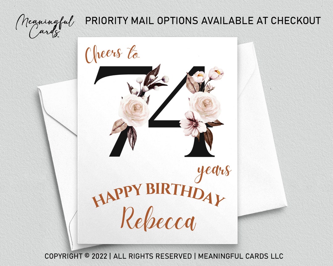 74th Birthday Card Personalized Birthday Card, Cheers to 74 Years ...
