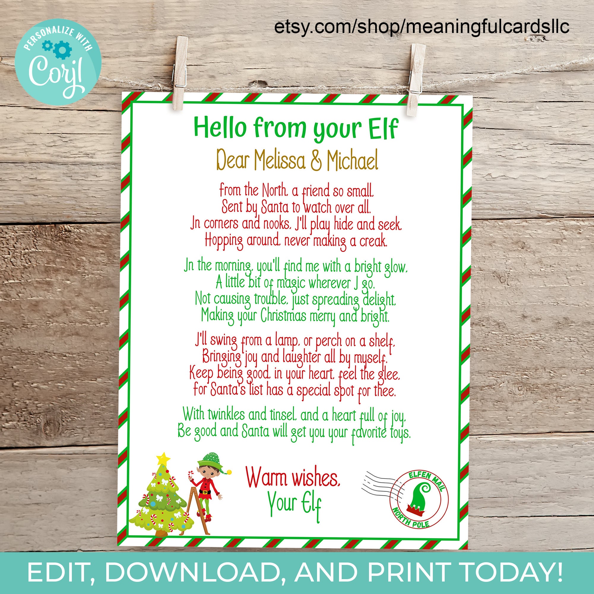 Editable Elf Arrival Goodbye Departure Letters Christmas Printable ...