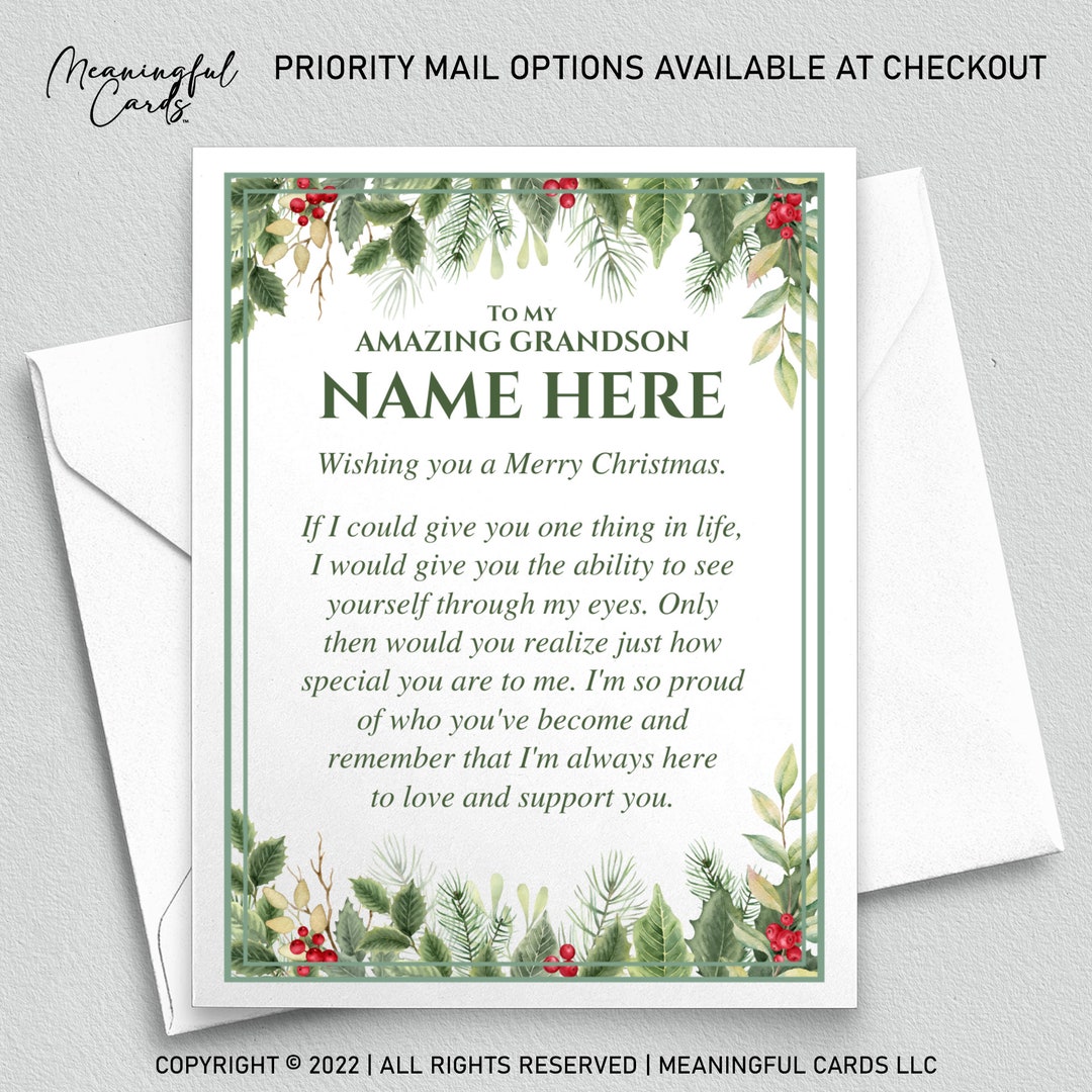 Personalized Grandson Christmas Card for My Grandson From Grandma ...