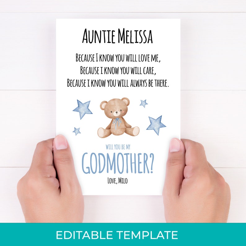 EDITABLE Will You Be My Godmother Printable Download - Etsy