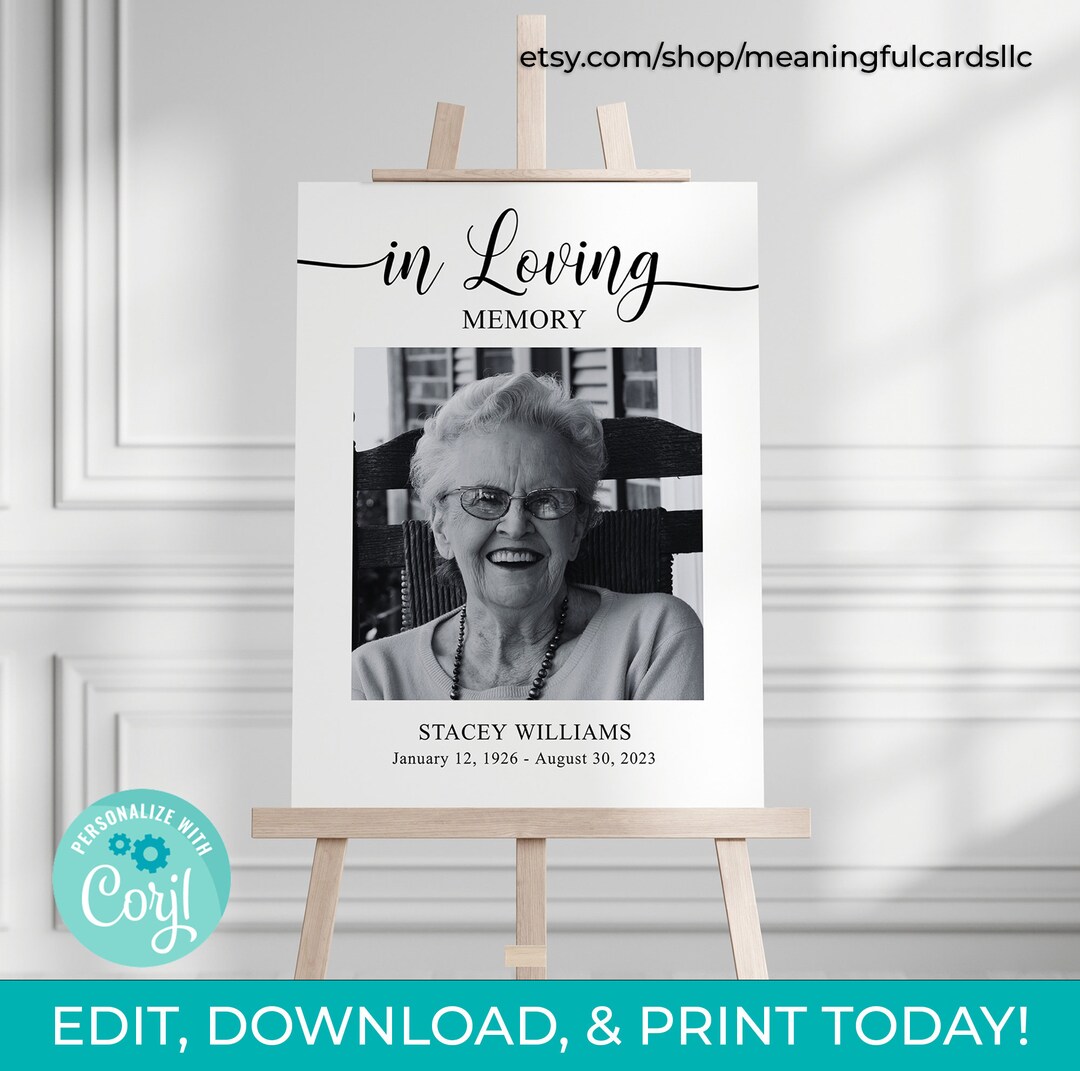 Funeral Memorial Sign Digital Download, Minimalist Funeral Welcome ...