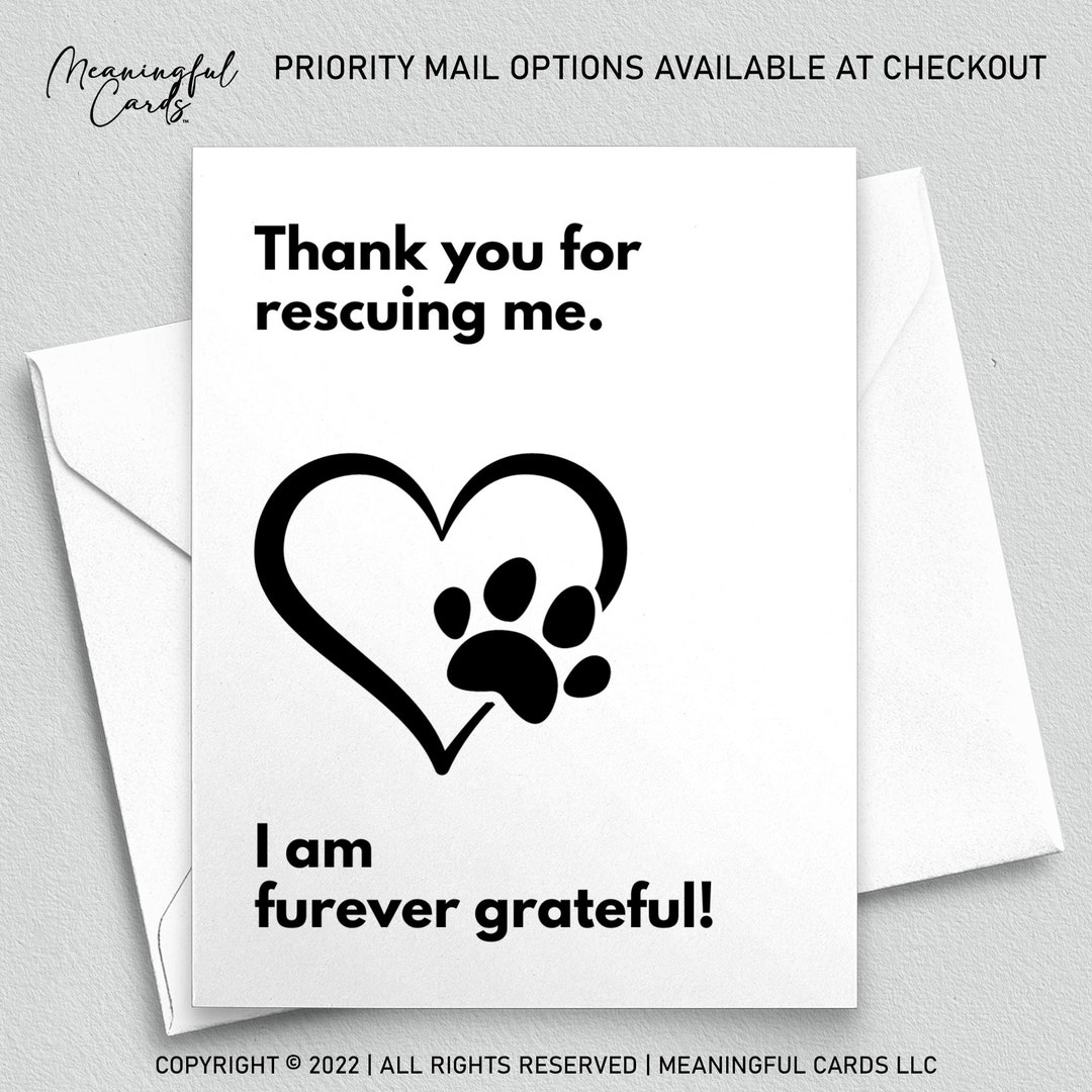 Thank You for Rescuing Me Card for New Pet Owner, for Veterinarian ...