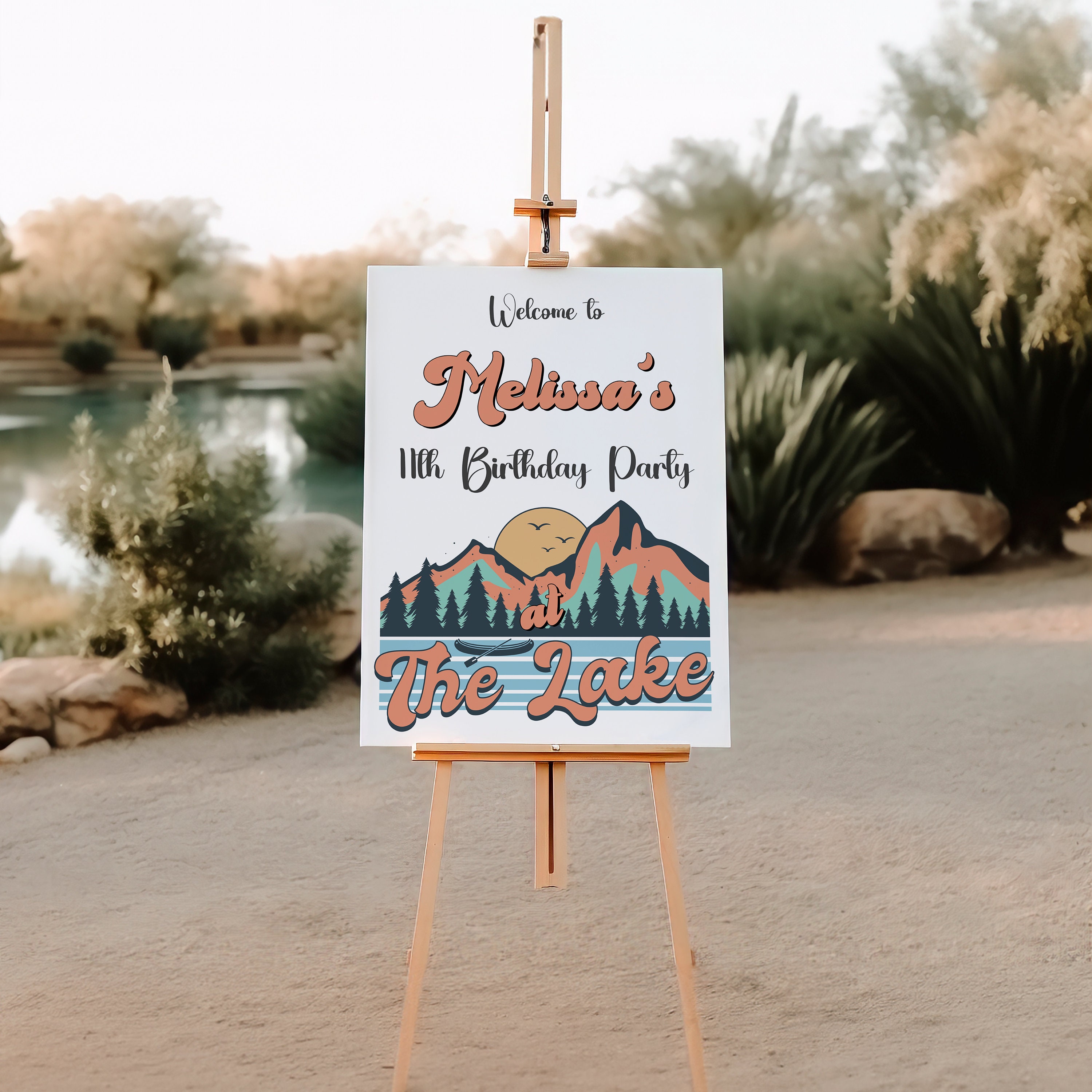 Lake Birthday Welcome Sign, Editable Outdoor Party Template (digital ...
