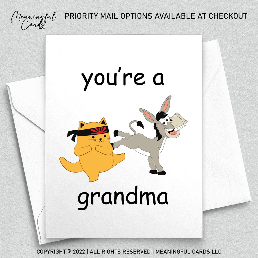 Funny Card for Grandmother, You're a Kick Ass Grandma, Corny Cards - Etsy