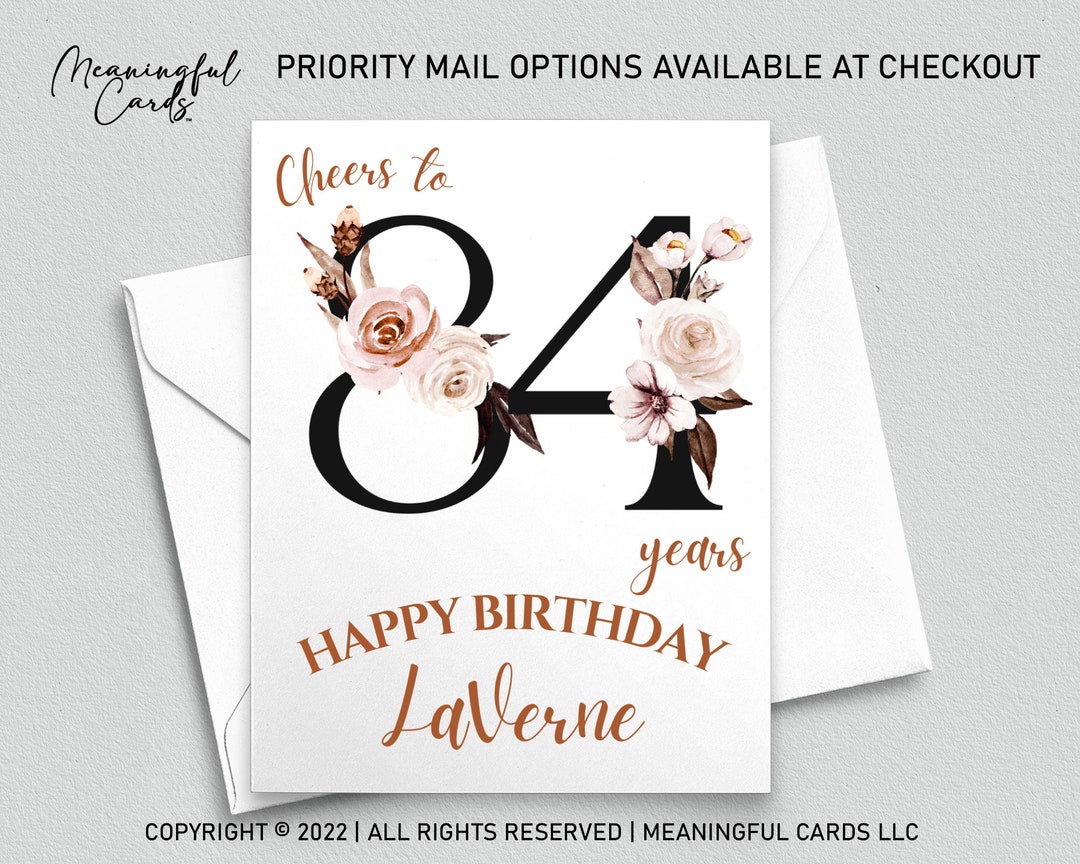 84th Birthday Card Personalized Birthday Card, Cheers to 84 Years ...