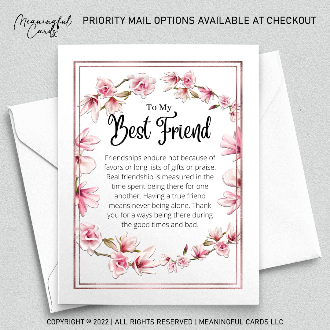 Best Friend Birthday Card Best Friend Thoughtful Birthday Card Best ...