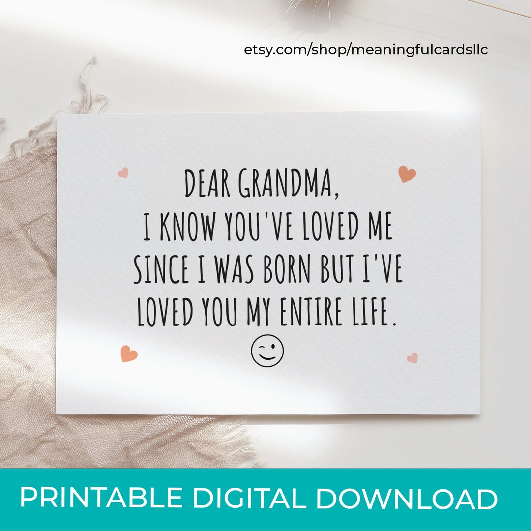 DIY Printable Card for Grandma, Cute Mother's Day Card, Digital ...