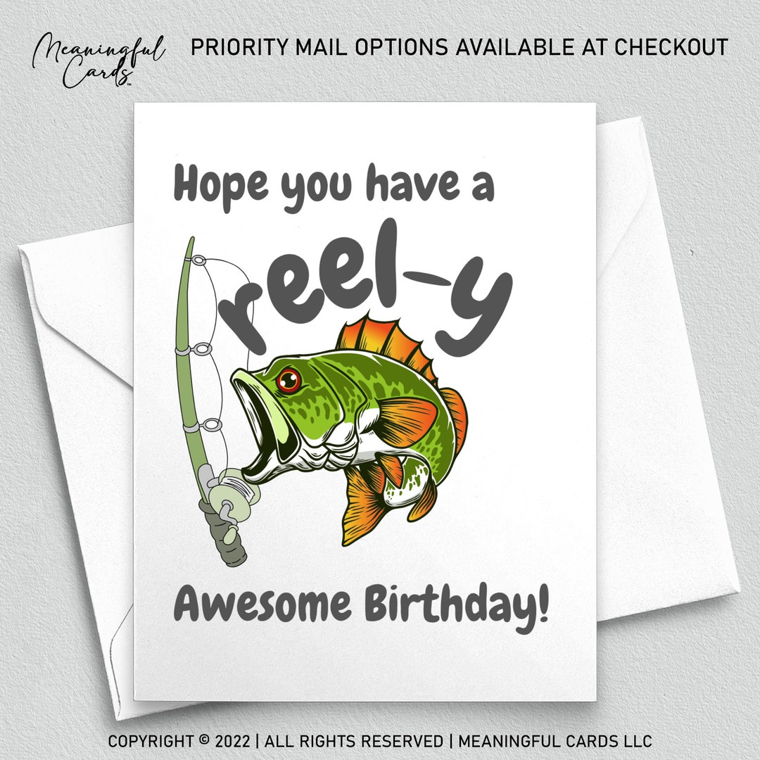 Funny Fishing Birthday Card, Reel-y Good Fisherman - Etsy