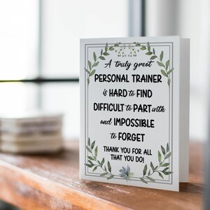 Personal Trainer Thank You Card for Personal Trainer - Etsy