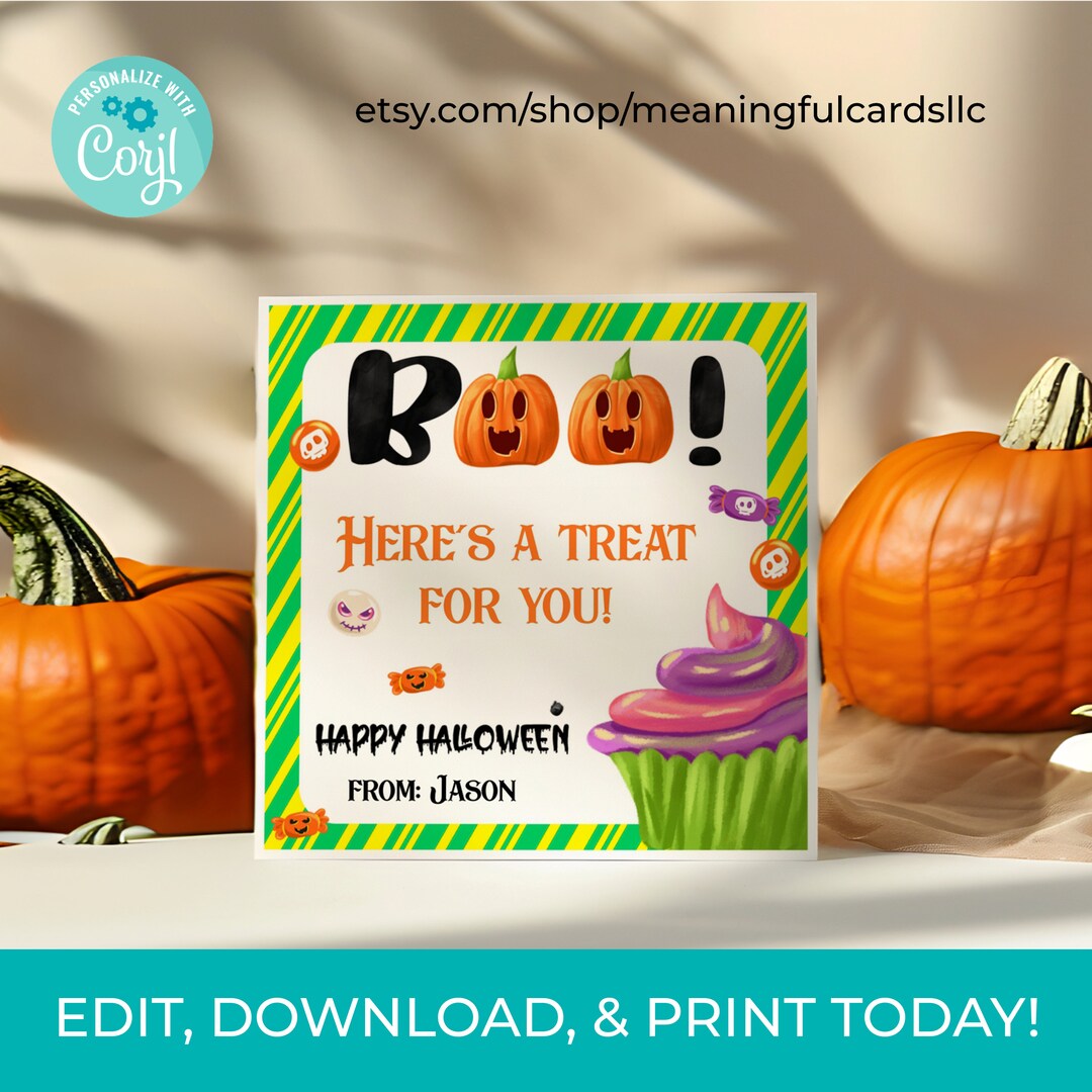 Editable Halloween Favor Tags, Boo Gift Tags, Here's a Treat for You ...