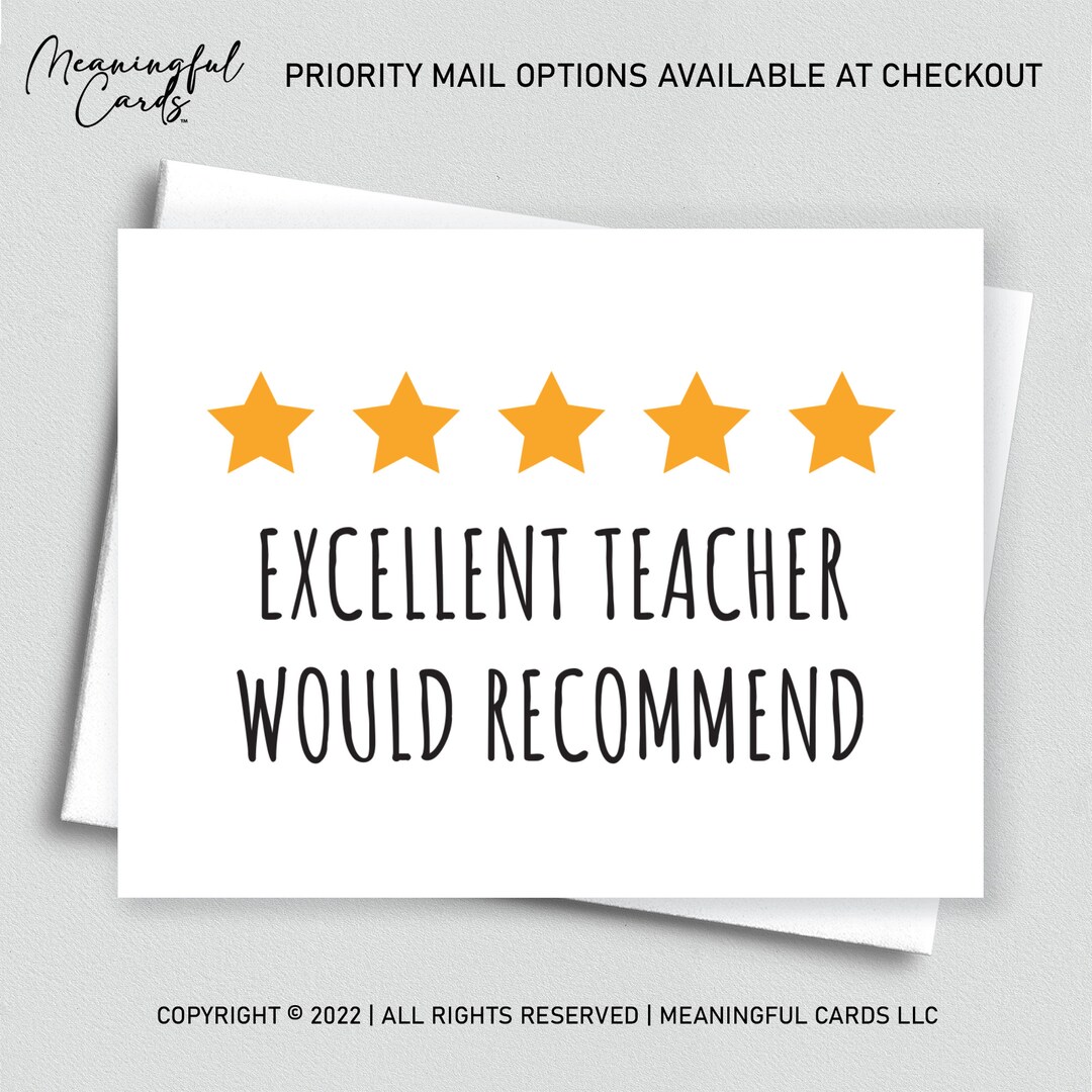 Funny Teacher Thank You Card Gift for Teacher, Excellent Teacher Would ...