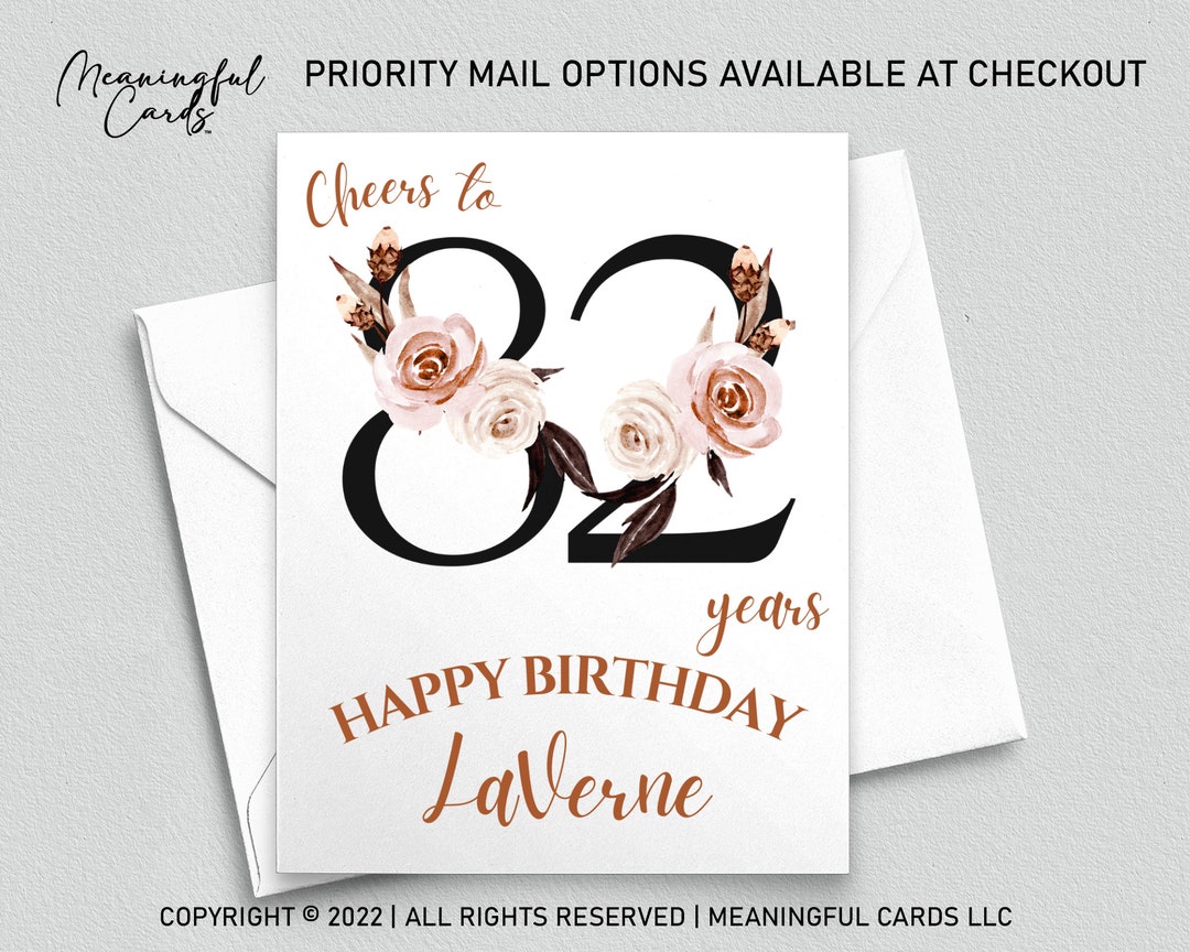 82nd Birthday Card Personalized Birthday Card, Cheers to 82 Years ...