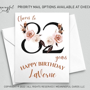 82nd Birthday Card Personalized Birthday Card, Cheers to 82 Years ...